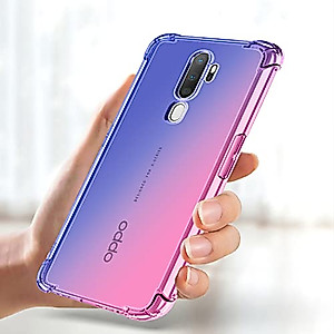 Gufuwo Case for Oppo A9 2020/OPPO A11X/OPPO A5 2020/OPPO A11 Cute Case Girls Women, Gradient Slim Anti Scratch Soft TPU Phone Cover Shockproof Protective Case for Oppo A9 2020 (Blue/Pink)