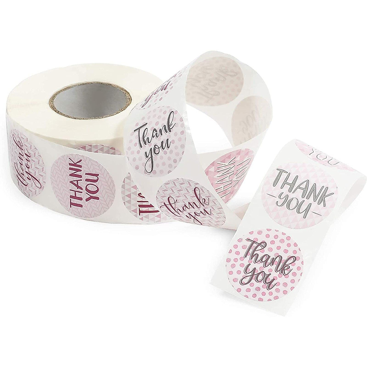 Pink Thank You Sticker Roll, Round Labels (1.5 Inches, 1000 Pack)