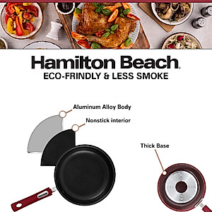 Hamilton Beach Fry Pan 10in Nonstick Coating, Frying Pans Nonstick for Stove Top with Soft Touch Bakelite Handle, Durable Scratch Resistant & Safe Nonstick Cookware