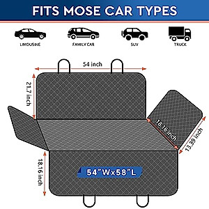 WoofKnows Dog Car Seat Cover Durable Dog Seat Cover for Back Seat Scratch Prevention Dog Hammock Protects Against Dirt Dog Seat Covers for Cars Fits for Small SUVs and Trucks 54"x 58", Black