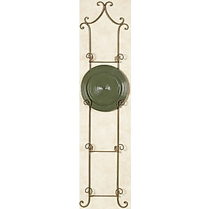 Touch of Class Regalla Scroll - Vertical Hanging Plate Rack - for 9-10" Dia. Plates - Satin Gold or Antique Bronze Finish - Two-Plate Rack is 26 in. Tall, Four-Plate is 48 in. Tall