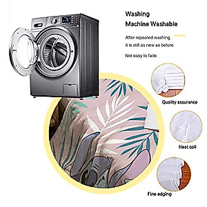 Palm Leaves Pink-Background Throw Blanket Ultra-Soft Comfortable Cartoon 50“ X 40" Blankets Flannel Xmas Gifts Fits Couch Sofa Office Suitable for All Season