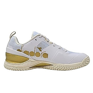 Diadora Women's Blushield Torneo 2 All Ground Tennis Shoe (White/Gold, 9.5)