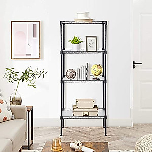 YYkokocat 4-Tier Wire Shelving Unit 44" H x 18L x 12D Metal Shelves for Storage with Shelf Liners Adjustable Small Storage Rack Shelf Organizer for Closet Pantry Kitchen, 600Lb Capacity, Black