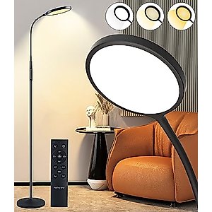 Tenmiro Floor Lamp, Led Floor Lamps for Living Room, Bright Modern Reading Floor Lamp with Stepless Adjust Color Temperatures & Brightness, Standing Lamp with Remote & Touch Control (Black)