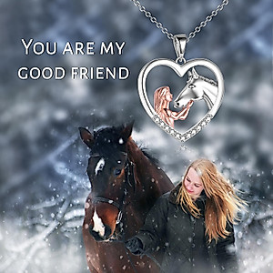 YFN Horse Pendant Necklace 925 Sterling Silver Women with Horse Jewelry Gift for Women