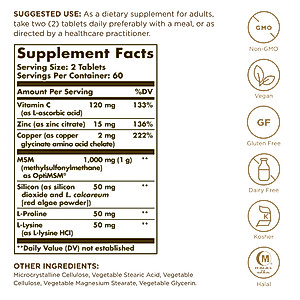 Solgar Skin, Nails & Hair - 120 Tablets, Pack of 2 - Advanced MSM Formula - Non GMO, Vegan, Gluten & Dairy Free - 120 Total Servings