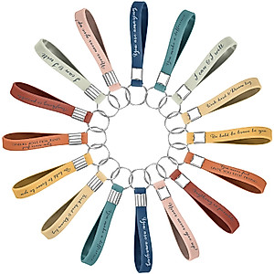 Fumete 24 Pcs Inspirational Keychains Gift for Women Motivational Quote Key Chains Rings Thank You Teacher Gifts (Bright Color)