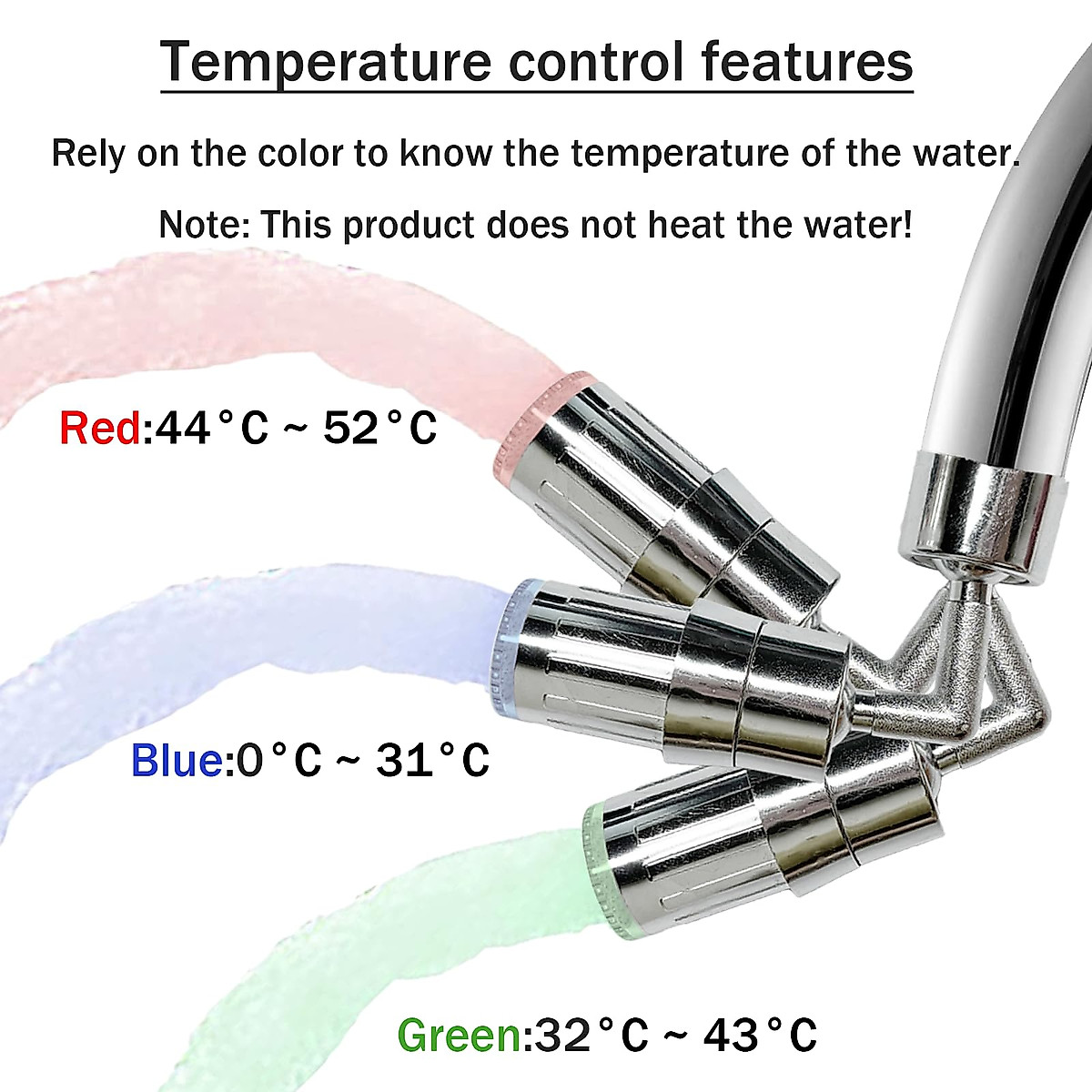 720 Degree Swivel Sink Water Faucet,Universal Light Up Faucet Adapter,3-Color tempeleter Sensor Big Angle Spray Large Flow,Faucet Head Replacement for Kitchen Bathroom Face Washing