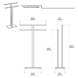 Modern Floorstanding Double 32.50 inch Towel Holder, Chrome