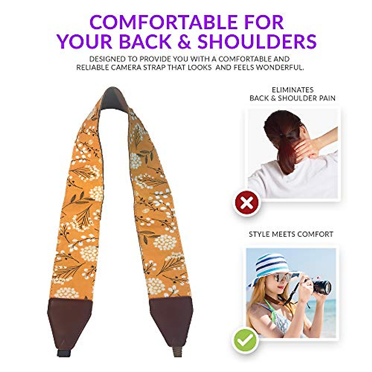 Art Tribute Spring Blossom Flowers Camera Shoulder Strap Belt For All DSLR Camera – Vibrant Design Universal DSLR Strap, Multi Color Neck Belt Best Gift for Men & Women Photographers