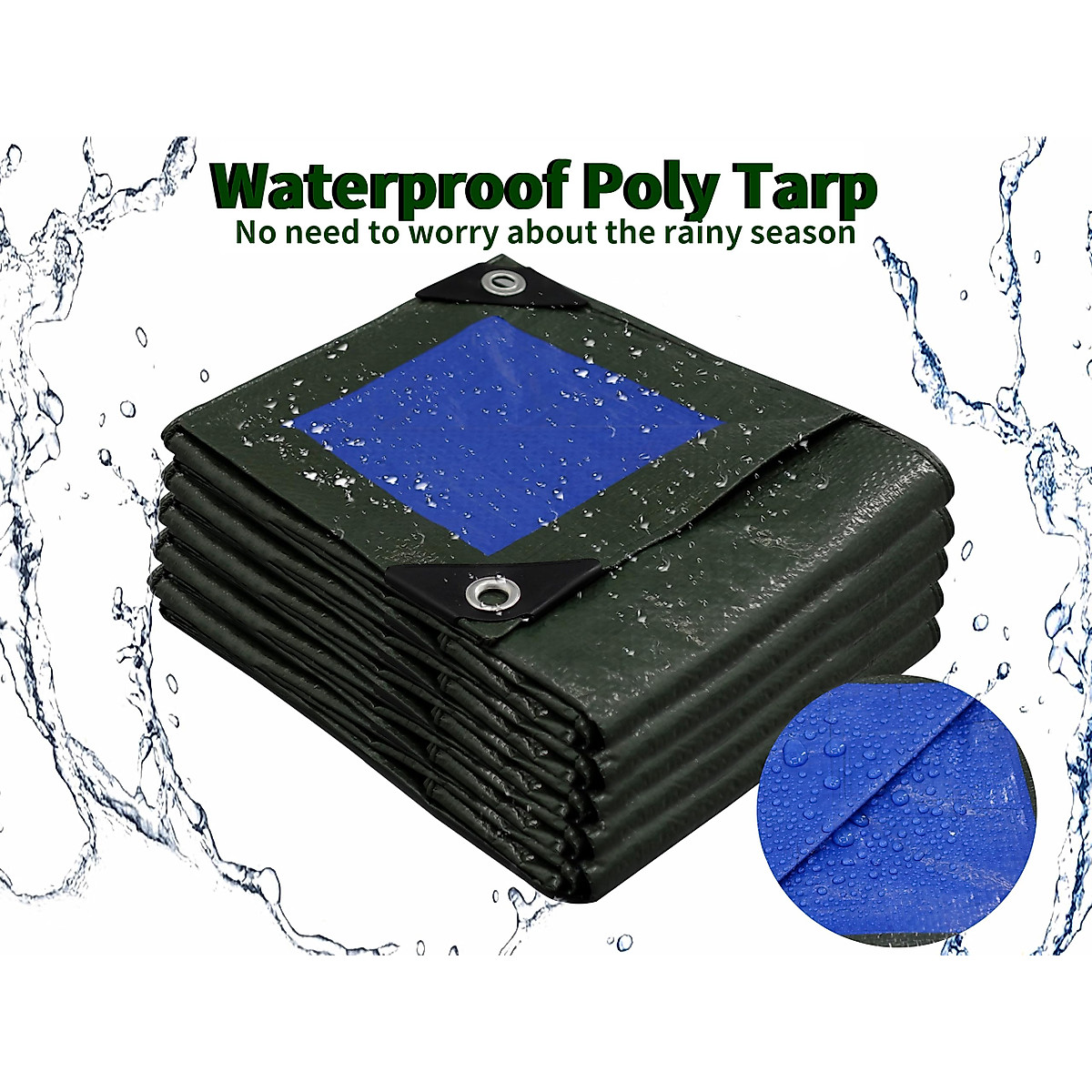 TARPAL 4x6 Green Tarp Waterproof (2 Pack) Small tarps Multipurpose Protective Cover All Purpose Poly Tarps Cover for Firewood Outdoor furniture etc