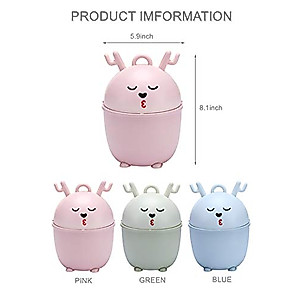 ESD HSDMYSH Cute Trash can Countertop Trash Can Desktop Trash Can TabletopTrash Can Mini Garbage cans for Bedroom Living Room Bathroom Small Wastebasket with Lid(Pink)