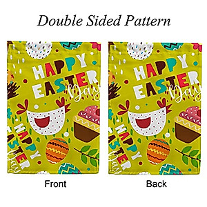 My Little Nest Seasonal Garden Flag Happy Easter Eggs Chicken Double Sided Vertical Garden Flags for Home Yard Holiday Flag Outdoor Decoration Farmhouse Banner 12"x18"