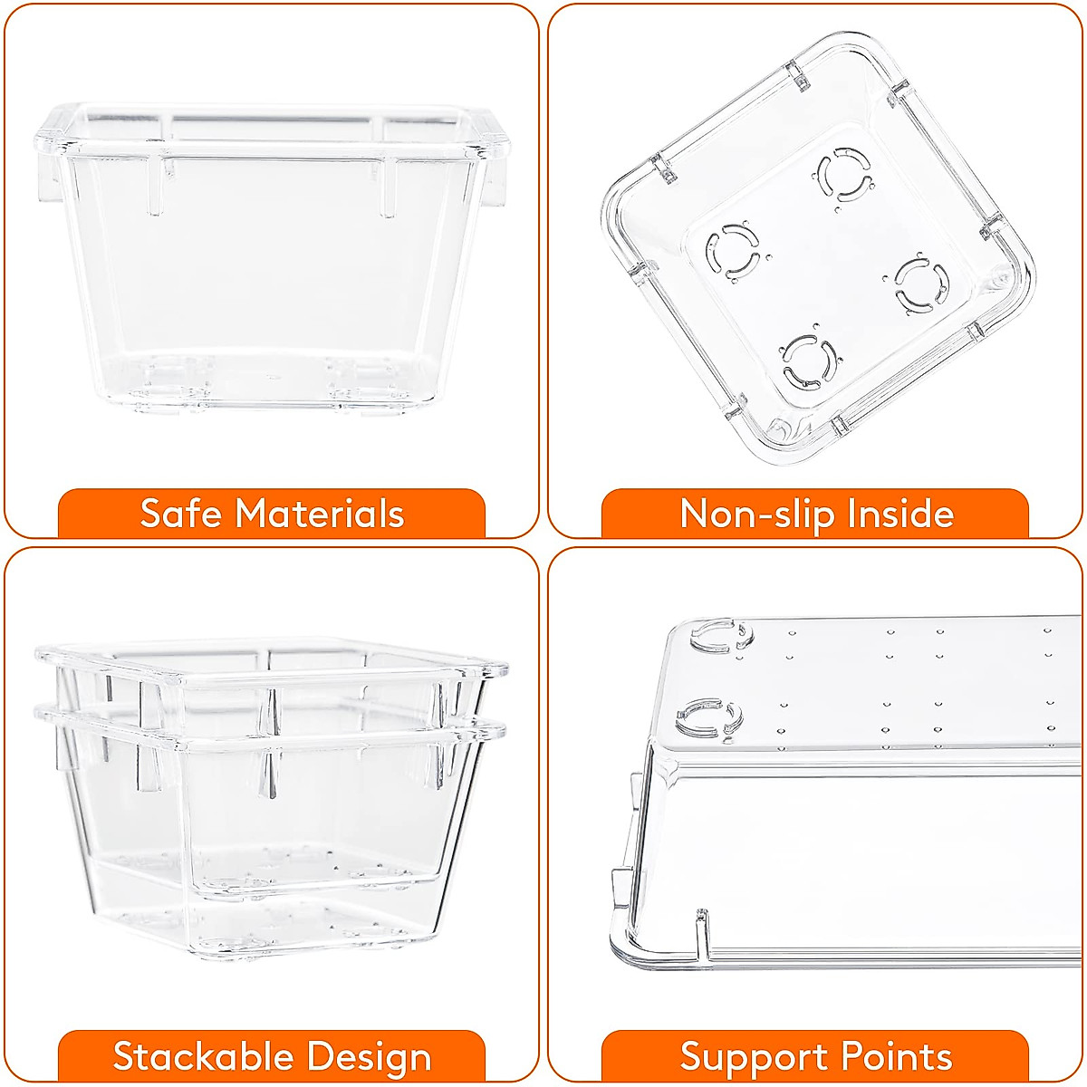Lifewit 25 PCS Drawer Organizer Set Clear Plastic Desk Drawer Dividers Trays Dresser Storage Bins Separation Box for Makeup, Jewelries and Gadgets, Bedroom, Bathroom, Office