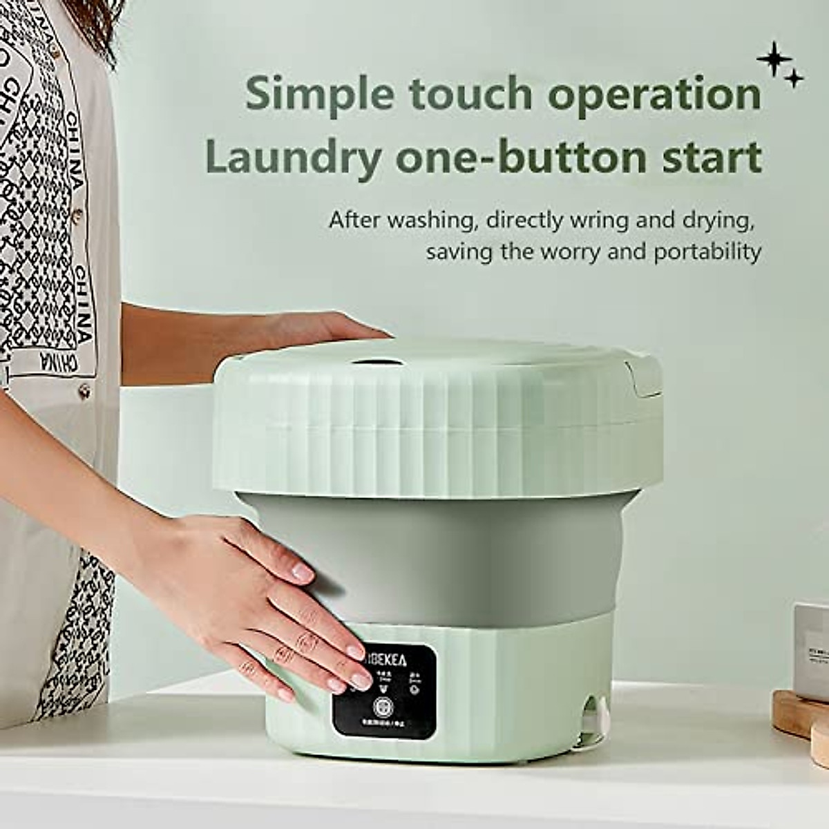 2023 Portable washing Machine Folding Mini Washing Machine Small Washer for Underwear Socks Baby Clothes Suitable for Apartment Dorm Travelling, Green