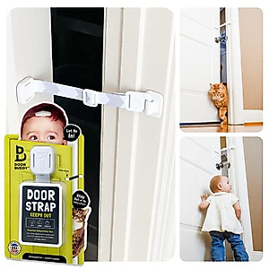 Door Buddy Baby Proof Door Latch for Cats - Grey. Adjustable Cat Door Strap Keeps Baby Out of Cat Food & Litter Box. Simple Child Door Locks for Kids Safety. Baby Gate Cat Door Interior Alternative