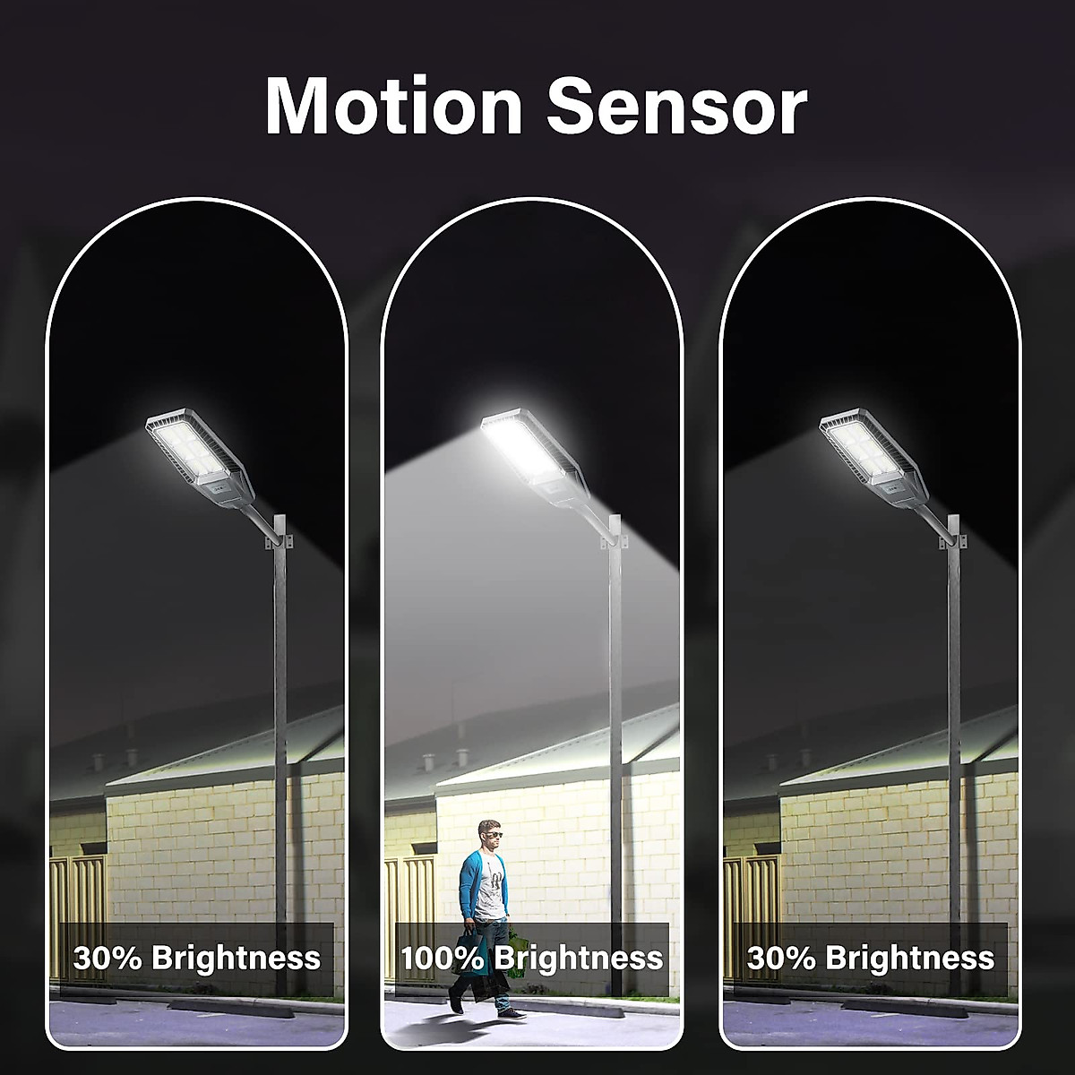 Solar Street Lights 300 W 2 Packs LED Solar Street Lights Outdoor IP66 Waterproof 30000 LM 6500 K Outdoor Street Light Dusk to Dawn Solar Power Lights with Motion Sensor and Remote Control for Path