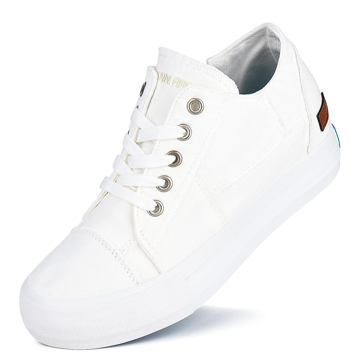 JENN ARDOR Wedge Sneakers for Women Canvas Casual Platform Shoes Fashion Hidden Wedges Lace Up Sneaker Non Slip Side Zipper