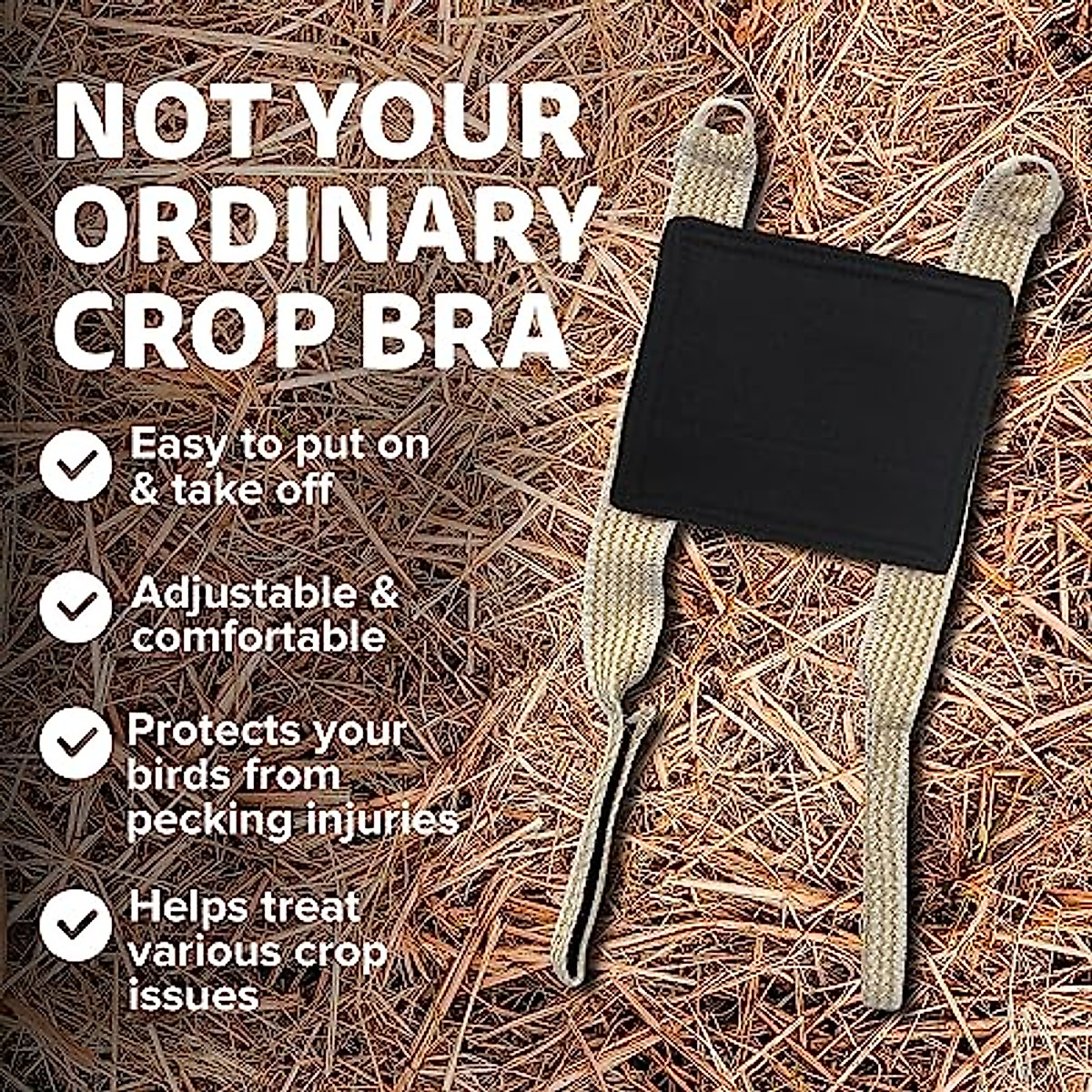 Birdy Bra Standard Chicken Hook-and-Loop Crop Bra, Black