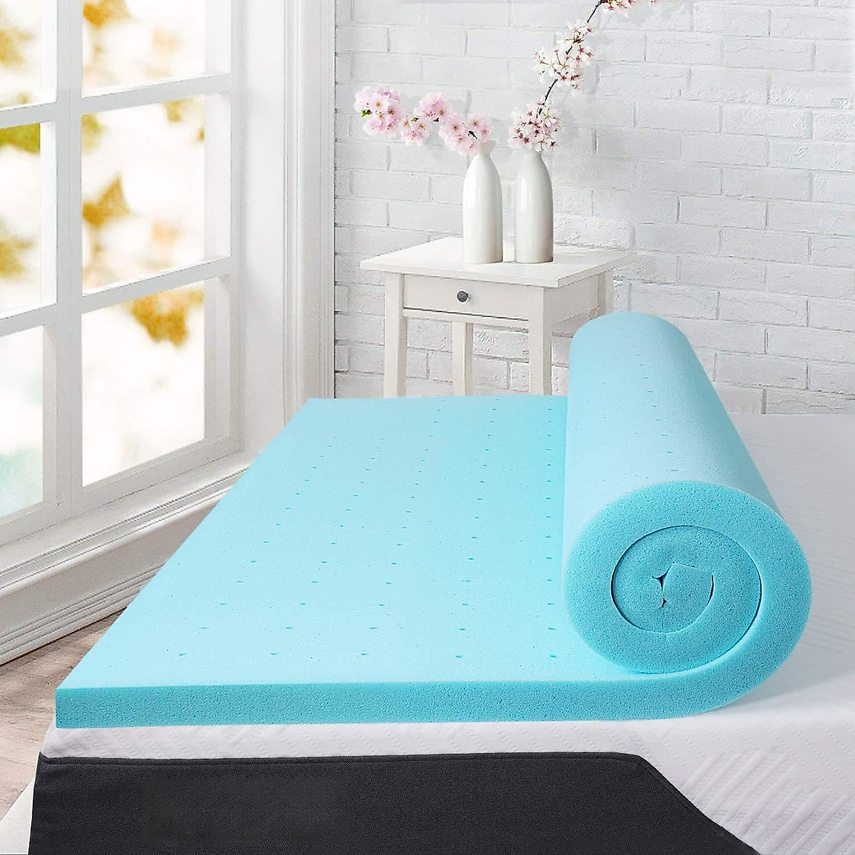 HIFORT Queen Size Mattress Topper 3 inch, Memory Gel Foam Mattress pad