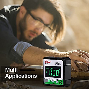 Digital Angle Finder, LEERCHUANG Inclinometer Angle Measuring Tool with Magnetic Base, Digital Angle Gauge/Protractor for Woodworking, Carpentry, Building, Automobile, Masonry – Green Light