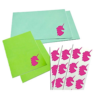 Royal Green Magical Unicorn Birthday Party Stickers for Decoration, Scrapbooking, Arts, and Crafts 2 inch (50mm) in Pink - 40 Pack
