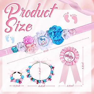 Riceshoot Boy or Girl Maternity Flower Sash and Corsage Set Gender Reveal Decorations Mom to Be Dad to Be Pin with Headband Wristband for Baby Shower Gender Reveal Party Pregnancy Props Keepsake Gifts