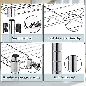 6-Tie Metal Storage Shelves, 48" x 18" x 72" Wire Shelving Unit w/Wheels, 6000 LBS Heavy Duty Industrial Utility Steel Storage Rack, NSF UltraDurable Shelf Organizer Racks for Garage Kitchen Storage