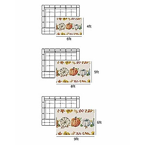 Fall Outdoor Patio Rugs Thanksgiving Pumpkin Sunflower Outdoor Area Rug Maple Leaf Non-Slip Backyard/Camping RV Rug/Deck/Porch Rug Front Door Floor Mat Carpet,6x9ft,
