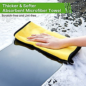 LEZIOA 62" Car Wash Brush with Long Handle, Car Cleaning Kit with Soft Car Wash Mop Sponge Windshield Window Squeegee Car Duster Microfiber Towels to Clean car SUV RVs Trucks Pickups and Buses