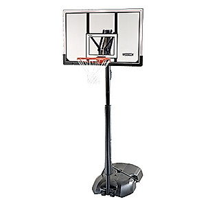 Lifetime 51544 Front Court Portable Basketball System, 50 Inch Shatterproof Backboard and Spalding Street Outdoor Basketball 29.5"