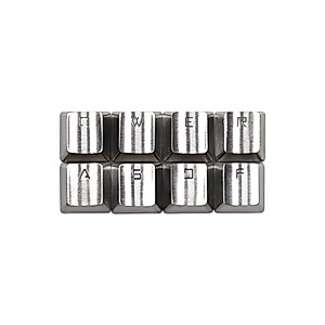 Teamwolf stainless steel MX Metal Keycap for keyboard gaming key QWERWASD R2 R3 light through back lit Black Blue Gold gradient (TW Silver QWERWASD)