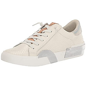 Dolce Vita Women's Zina Sneaker, White/Natural Embossed Leather, 8.5