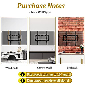 Tilting TV Wall Mount Low Profile for Most 26-55 inch Flat Screen Curved TVs, Wall Mount TV Bracket Max VESA 400x400mm and Holds up to 99lbs, TV Mount Fits Max 16 inch Wood Studs SIBEIKE