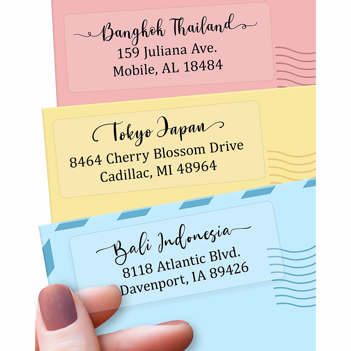 Personalized Return Address Labels Simple - Set of 240 Elegant Custom Mailing Labels for Envelopes, Self Adhesive Flat Sheet Rectangle Personalized Name Stickers (Clear)