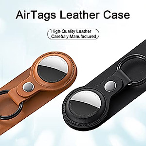 Jasuma Black AirTag Case Leather Finder(2021) Anti-Scratch Portable AirTag Case Cover with Keychain Ring