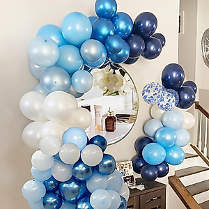 Blue Balloons Set, 60 Pack 12 Inches Metallic Chrome Blue Balloons Navy Blue Latex Balloons Light Blue Confetti Balloons for Boys Man Birthday, Baby Shower, Wedding Party Decorations