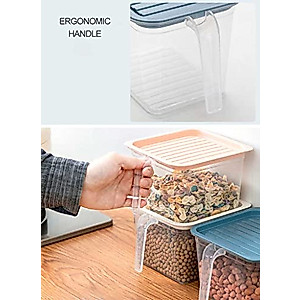 SERENITA Food storage containers bins with Handle Lids, 1 Qt 4 pieces stackable Set of 4 BPA Free. Pantry bins for kitchen refrigerators. Keep meal cereal flour sugar