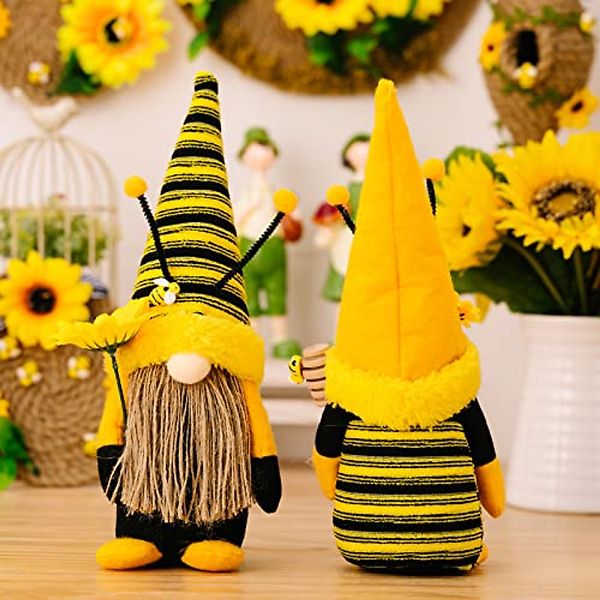 ROGENA Bee Decor Sunflower Decor Spring Decorations for Home Sunflower Decorations Spring Gnomes Bumble Bee Decor