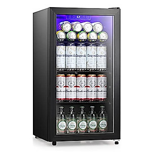 Antarctic Star Beverage Refrigerator Cooler - 125 Can Mini Fridge Soda Beer, Small Wine Champagne Cooler for Home and Bar,Small Drink Dispenser,Electronic Temperature Control,3.1Cu.Ft,Black