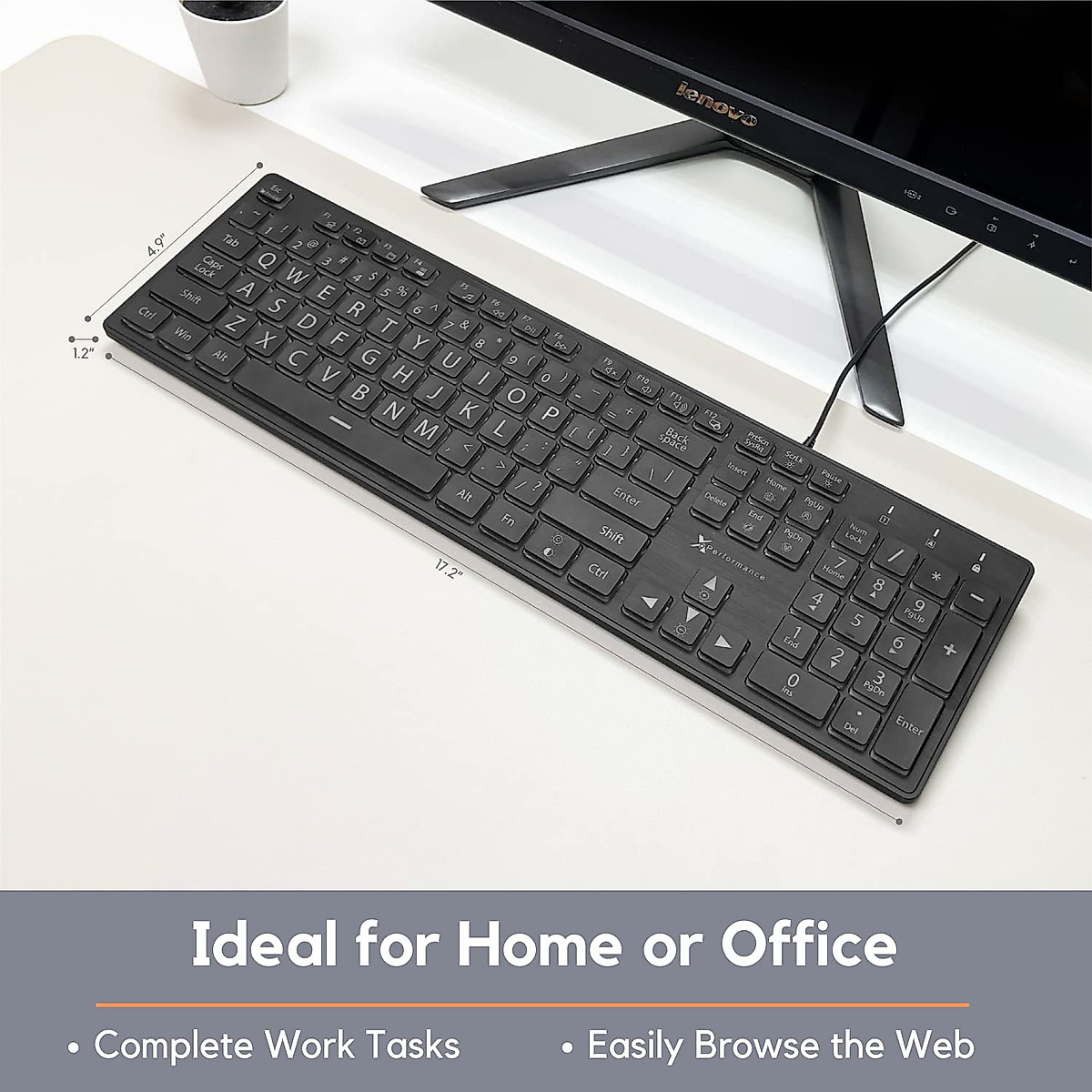X9 Large Print Backlit Keyboard for Easy Typing & Visibility