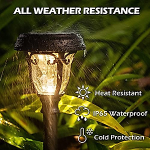 LeiDrail Solar Pathway Lights Outdoor, 2 Pack 2 Modes Bright Solar Path Light Metal Glass Waterproof for Garden Yard Patio Decoration Warm White/Cool White Landscape Lighting