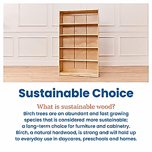 ECR4Kids Classic Bookcase, 48in, Adjustable Bookshelf, Natural