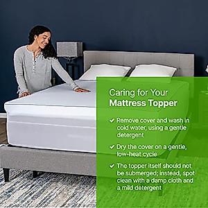 Nature’s Sleep by GhostBed - AirCool IQ 3 Inch Thick Density Gel Memory Foam Mattress Topper with Fitted Cover and 18 Inch Skirt - King