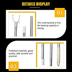DOITOOL Clothesline Long Reach Pole Aluminium Alloy Closet Reacher Pole with Hook Adjustable Clothes Rod Clothesline Fork, High Reach Garment Hook Sturdy Clothesline Pole Curtain Pull Rod