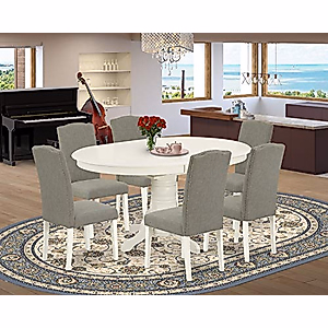 East West Furniture AVEN7-LWH-06 Dining Table Set, 7-Piece