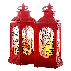 VOSAREA 2 Pcs Christmas Lights String Lights LED Desktop Decor Vintage Table Lamp Xmas Lanterns Snow Globes for Women Santa Claus Lanterns Xmas Desktop Light Christmas Atmosphere Light Red