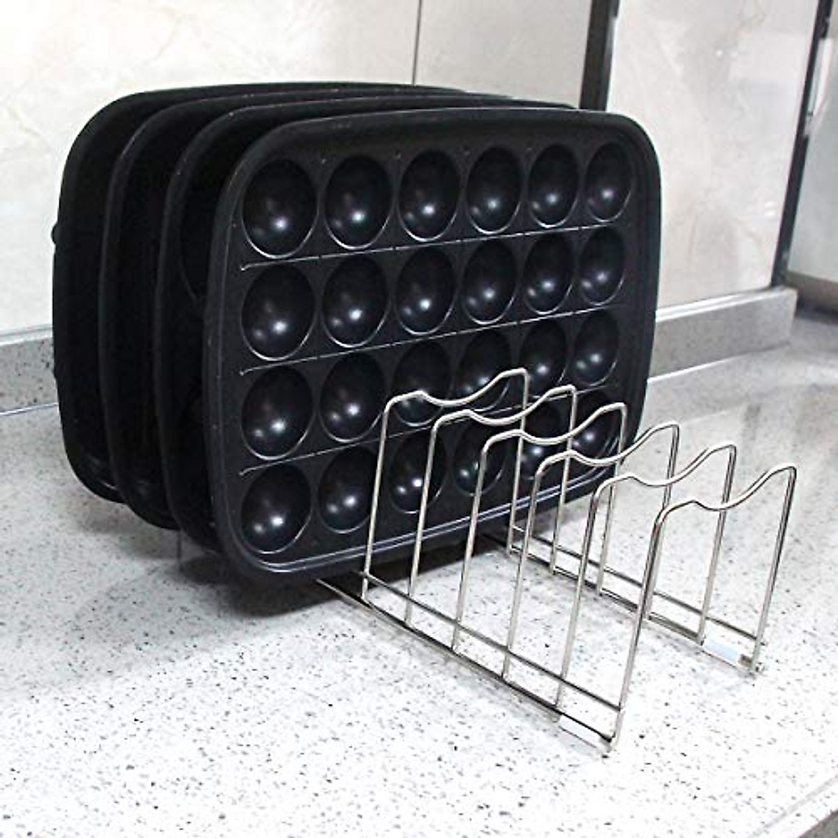 FLSEPAMB Lid Organizer Pot Lid Organizer Pot Lid Rack Holder Suitable for Bakeware Dish Plate, Cutting Boards, Pots & Pans, Serving Trays, Reusable Containers in Cabinet Pantry (1 Pack)