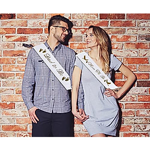 Dad to Be Sash - Classy Baby Shower Sash for Daddy to Be, (White w/Gold Lettering) Baby Shower Party Decorations, Gifts, Favors, Supplies Boy & Girl, Dad to Be Gender Reveal Father to Be (White)